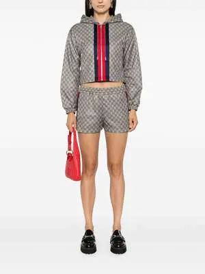 Gucci Gg-logo Zip-up Cropped Jacket - Brown