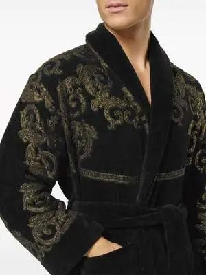 Versace Barocco-embroidered Belted Bath Robe