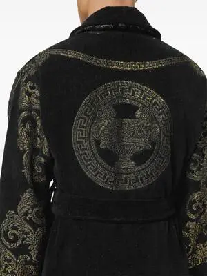 Versace Barocco-embroidered Belted Bath Robe