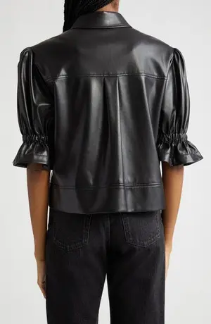 Cinq À Sept Holly Ruffle Faux Leather Jacket - Black