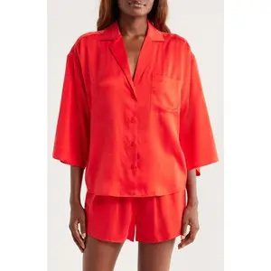 Lunya Washable Silk Button-up Short Pajamas Untold Scarlet