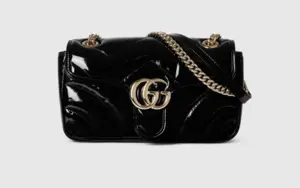 Gucci GG Marmont Small Shoulder Bag Black Patent Leather