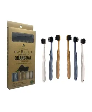 PURSONIC Wide Brush Head Charcoal Toothbrush - Multi Pack