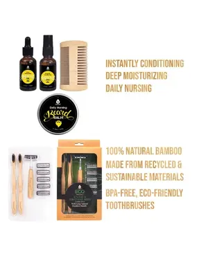 PURSONIC Beard Care Grooming Kit & Eco Friendly Razor + Toothbrushes Combo Pack