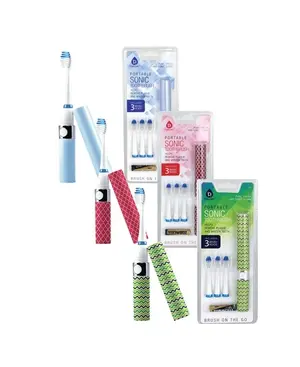 PURSONIC Family Bundle: Portable Electric Toothbrush 3-pack (blue Assorted Pre-pack (see Table