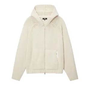 StüSsy Chunky Knit Zip Hoodie - Cream | Editorialist