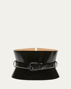 Max Mara Bustier Patent Leather Belt - Black