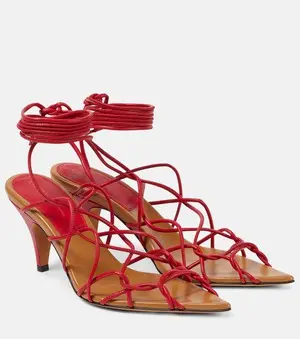 Khaite Arden 75 Leather Sandals - Red