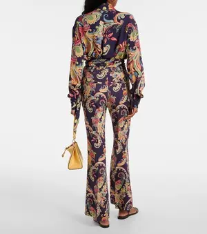 Etro Paisley Print Flared Trousers - Blue