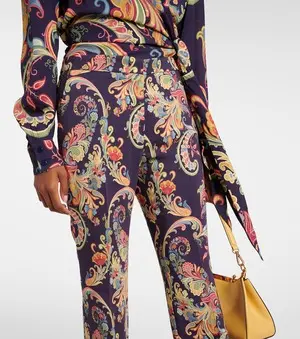 Etro Paisley Print Flared Trousers - Blue