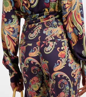 Etro Paisley Print Flared Trousers - Blue
