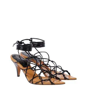 Khaite Arden 75 Leather Sandals - Black