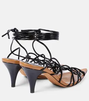Khaite Arden 75 Leather Sandals - Black