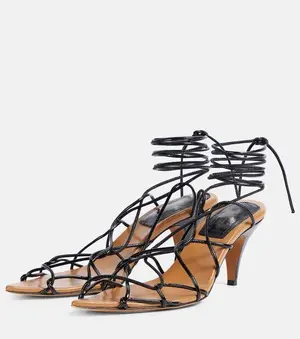 Khaite Arden 75 Leather Sandals - Black