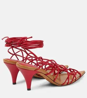 Khaite Arden 75 Leather Sandals - Red