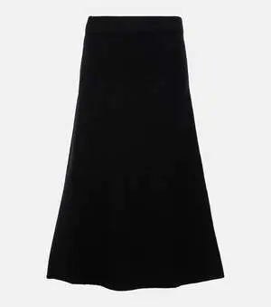 JIL SANDER Wool Midi Skirt - Black