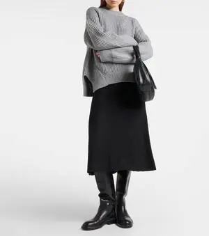 JIL SANDER Wool Midi Skirt - Black