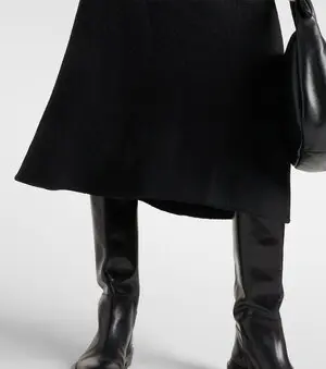 JIL SANDER Wool Midi Skirt - Black