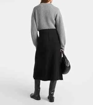 JIL SANDER Wool Midi Skirt - Black