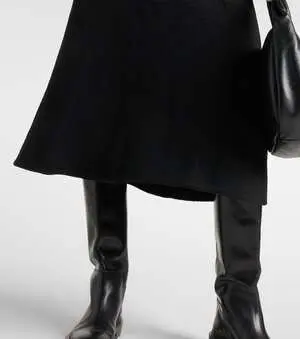 JIL SANDER Wool Midi Skirt - Black