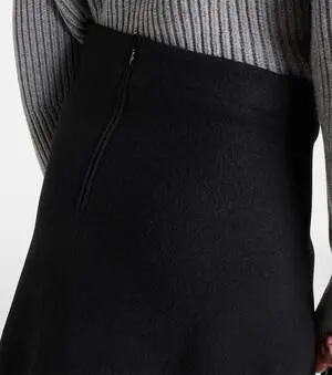 JIL SANDER Wool Midi Skirt - Black