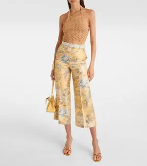 Etro Crochet Cotton Halter Top With Self-ties