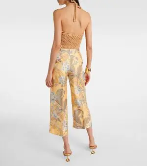Etro Crochet Cotton Halter Top With Self-ties