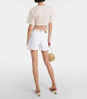 Rabanne Fringed Beaded Crop Top - Neutrals