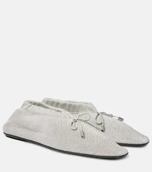 TOTEME Bow-detail Crochet Flats - Silver