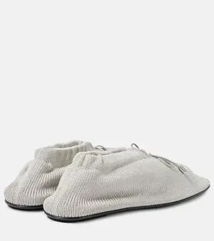 TOTEME Bow-detail Crochet Flats - Silver