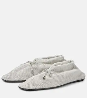 TOTEME Bow-detail Crochet Flats - Silver