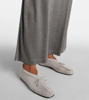 TOTEME Bow-detail Crochet Flats - Silver
