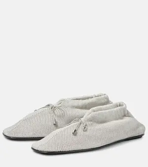 TOTEME Bow-detail Crochet Flats - Silver