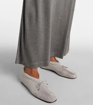 TOTEME Bow-detail Crochet Flats - Silver