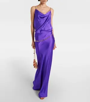 Rabanne Chain-detail Maxi Skirt - Purple