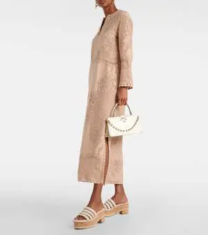 Valentino Garavani Vlogo Summerblocks Leather Platform Mules - White