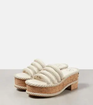 Valentino Garavani Vlogo Summerblocks Leather Platform Mules - White