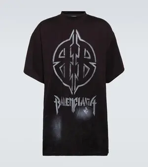 Balenciaga Metal Bb Cotton Jersey T-shirt - Black