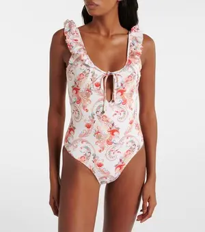 Etro Ruffled Paisley Swimsuit