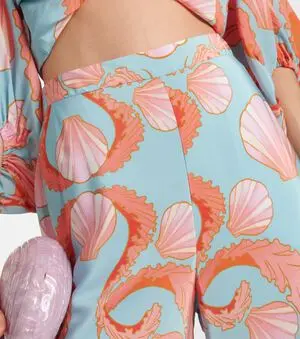 ADRIANA DEGREAS Printed High-rise Silk Wide-leg Pants