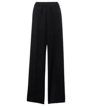 Black Viscose Wide-Leg Pants