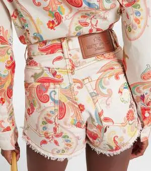 Etro Mid-rise Denim Paisley Shorts - Multicoloured