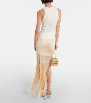 Rabanne Ring-detail Cotton-blend Jersey Tank Top - White