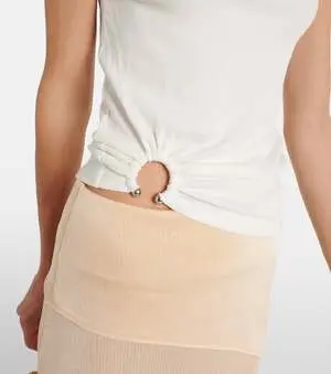 Rabanne Ring-detail Cotton-blend Jersey Tank Top - White