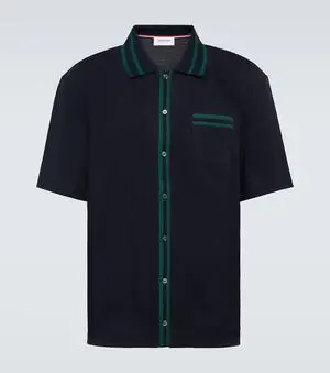 Thom Browne Rwb Stripe Cotton Polo Shirt - Blue