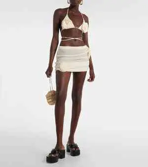Magda Butrym Floral-appliqué Mini Skirt - White