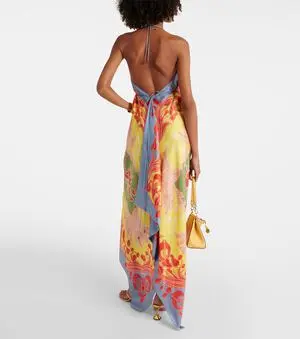 Etro Printed Halterneck Silk Dress - Multicoloured