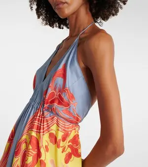Etro Printed Halterneck Silk Dress - Multicoloured