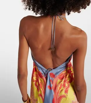 Etro Printed Halterneck Silk Dress - Multicoloured