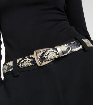 Khaite Benny Snake-effect Leather Belt